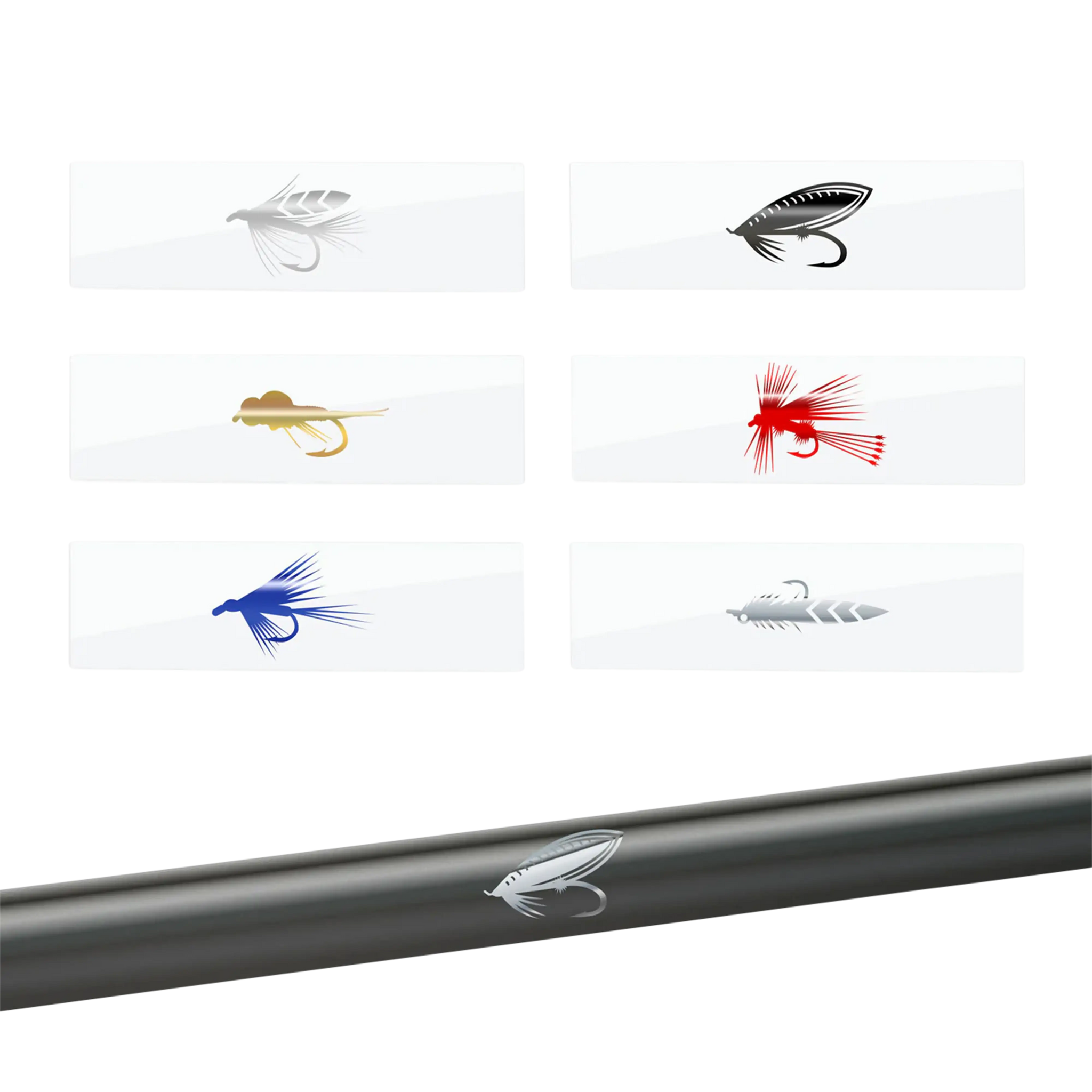 Mud Hole Monochrome Fly Pattern Rod Decals