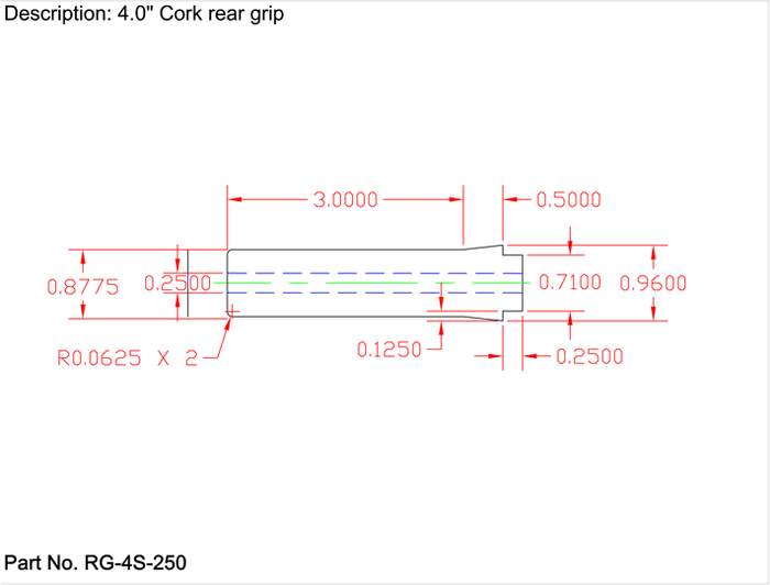 Straight Rear Grips with Single Tenon for Spinning Rods