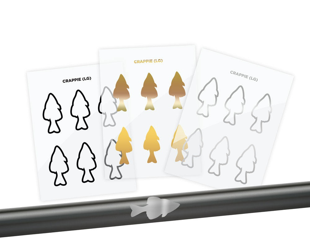Crappie Silhouette Rod Decals - Peel & Stick