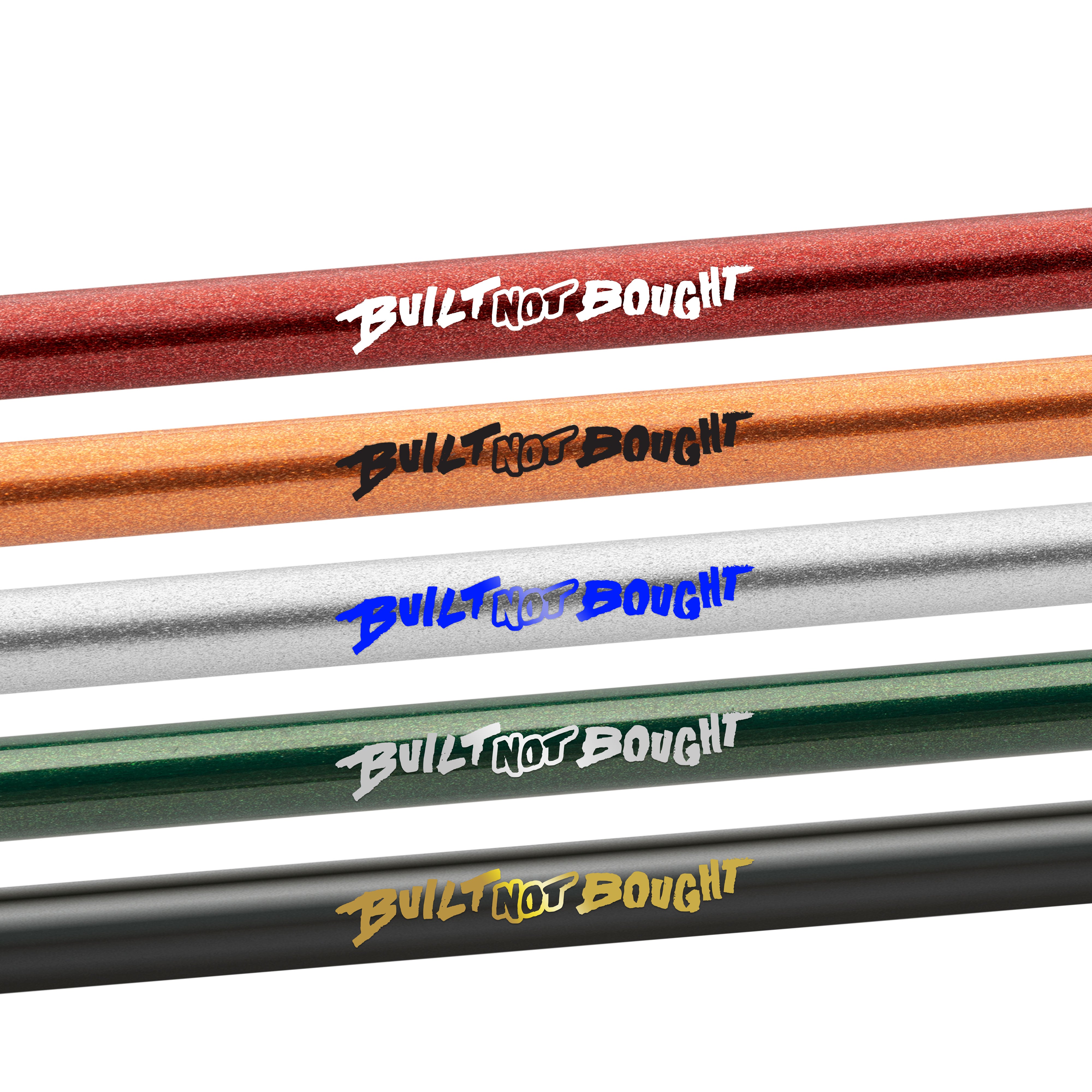 "Built Not Bought" Horizontal Monochrome Rod Decals